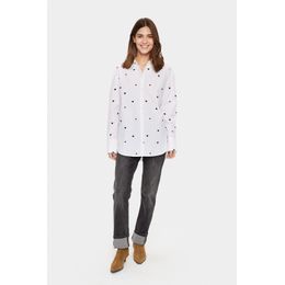 Saint Tropez Langarm - Hemd Oversize fit Ice Black Hearts white