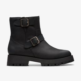 Clarks Ledwick Haley Schwarze &Ouml;lige Lederstiefel
