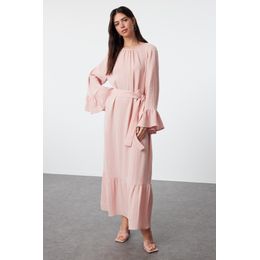 Rosa, einfarbiges Maxikleid f&uuml;r Damen, lang, l&auml;ssig, bequem und modisch