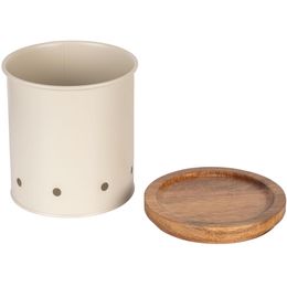 Vorratsdose Wenko "Modell Aria", beige (creme, natur), H:15cm &Oslash;:13,5cm, Holz, Metall, Lebensmittelaufbewahrungsbeh&auml;lter, Vorratsdose, Aufbewahrungsdosen f&uuml;r Lebensmittel mit Deckel & Luftl&ouml;chern, 1,6 L