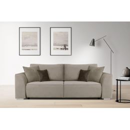 3-Sitzer OTTO HOME "BEATRICE, B: 250 cm - wahlweise mit Bettfunktion", beige, B:250cm H:92cm T:107cm, Sofas, u. Bettkasten, incl. 2 Zierkissen
