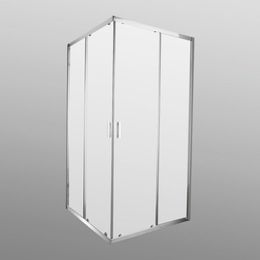 Eckdusche Welltime "New Summer", silber (chromfarben, milchglas), B:80cm H:190cm T:80cm, Duschkabinen, verbessertes Rollensystem, hochwertiger Aluminiumrahmen, 6mm ESG