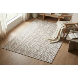Teppich Kayoom "Calma 325", beige, B:120cm H:10mm L:160cm, Teppiche, Teppich, Kurzflor, 3-D Optik, Wohnzimmer