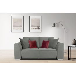 2-Sitzer OTTO HOME "BEATRICE, erh&auml;ltlich in trendigen Stoffoptionen, B/T/H: 143/73/92 cm", grau, B:195cm H:92cm T:107cm, Sofas, In hochwertiger Verarbeitung, incl. 2 gro&szlig;en Zierkissen in Korpusfarbe