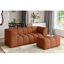 3-Sitzer OTTO HOME "TUURE Verl&auml;ssliche Qualit&auml;t, moderne Steppung, Breite 227cm", rot (ziegelrot), B:227cm H:81cm T:94cm, 100% Polyester, Sofas, Bubble Optik, hoher Sitzkomfort, Wellenunterfederung