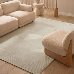 Wollteppich Ted Baker "Victoria , auch in rund", creme, B:160cm H:18mm L:230cm, Oberfl&auml;che: 100% Wolle. R&uuml;ckseite: 100% Baumwolle, Teppiche, Naturteppich Wolle, Hoch-Tief-Design, Wohnzimmer, Schlafzimmer