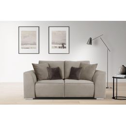2-Sitzer OTTO HOME "BEATRICE, erh&auml;ltlich in trendigen Stoffoptionen, B/T/H: 143/73/92 cm", beige, B:195cm H:92cm T:107cm, Sofas, In hochwertiger Verarbeitung, incl. 2 gro&szlig;en Zierkissen in Korpusfarbe