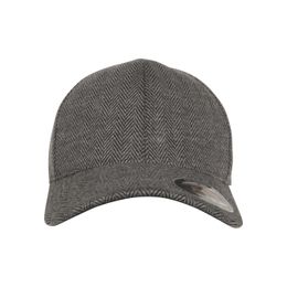 Flex Cap Flexfit "Flexfit Unisex Heringbone Melange Flexfit", Gr. L/XL, schwarz, erdgrau, 80% Polyester, 20% Viskose, gestreift, Caps