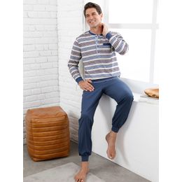 King&acute;S Club Schlafanzug KINGS CLUB, Herren, Gr. 52/54, jeansblau, bleu, bedruckt, 100% Baumwolle, Homewear-Sets Schlafanzug