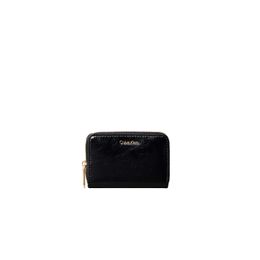 Geldb&ouml;rse Calvin Klein "FOIL GLOSSY SQUARE ZIP AROUND", Herren, schwarz, Lederimitat, unifarben, Basic, Kleinlederwaren, Damen Geldbeutel, Portemonnaie mit Rundum-Rei&szlig;verschluss