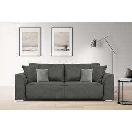 3-Sitzer OTTO HOME "BEATRICE, B: 250 cm - wahlweise mit Bettfunktion", grau (anthrazit), B:250cm H:92cm T:107cm, Sofas, u. Bettkasten, incl. 2 Zierkissen