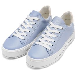 Plateausneaker Ara "CANBERRA", Damen, Gr. 7,5 (41,5), hellblau, creme, Glattleder, unifarben mit Farbeinsatz, Schuhe Plateausneaker, Freizeitschuh, Halbschuh, Schn&uuml;rschuh in Komfortweite G (= weit)