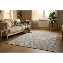 Teppich Kayoom "Calma 325", silber, B:80cm H:10mm L:150cm, Teppiche, Teppich, Kurzflor, 3-D Optik, Wohnzimmer