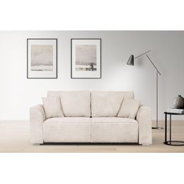 2-Sitzer OTTO HOME "BEATRICE, erh&auml;ltlich in trendigen Stoffoptionen, B/T/H: 143/73/92 cm", beige (creme), B:195cm H:92cm T:107cm, 100% Polyester, Sofas, In hochwertiger Verarbeitung, incl. 2 gro&szlig;en Zierkissen in Korpusfarbe