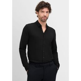 Businesshemd Cinque "CIRONI", Herren, Gr. M, N-Gr, schwarz, Web, Obermaterial: 55% Baumwolle, 45% Polyester, unifarben, Basic, bequem normal, Rundhals, 1-Knopf-Manschette, Hemden, b&uuml;gelfreie Piquet Qualit&auml;t, Leisure-Fit