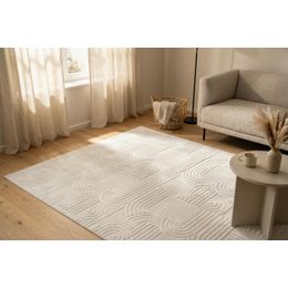 Teppich Kayoom "Calma 125", wei&szlig;, B:200cm H:10mm L:290cm, Teppiche, Teppich, Kurzflor, 3-D Optik, Wohnzimmer