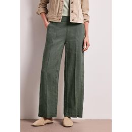 Stoffhose Street One, Damen, Gr. 42, L&auml;nge 32, bound gr&uuml;n, Web, Obermaterial: 100% Leinen, unifarben, loose fit lang, Hosen Stoffhose, im Loose Fit und aus Leinen