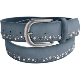 Lederg&uuml;rtel Heine, Damen, Gr. 95, silber (blau, silberfarben), G&uuml;rtel Lederg&uuml;rtel