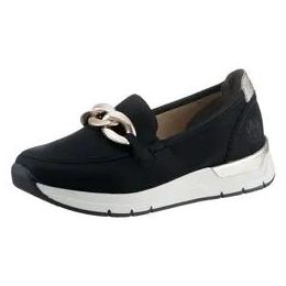 Slip-On Sneaker Rieker, Damen, Gr. 39, gold (schwarz, goldfarben), Nubuklederimitat, Schuhe Sneaker, Slipper, Freizeitschuh mit herausnehmbarer Innensohle