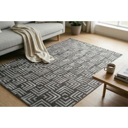 Teppich Kayoom "Calma 325", anthrazit, B:120cm H:10mm L:160cm, Teppiche, Teppich, Kurzflor, 3-D Optik, Wohnzimmer