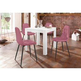 Essgruppe OTTO HOME, rosa (wei&szlig; mit struktur, rosa), B:80cm, Sitzm&ouml;bel-Sets, Essgruppe, mit Esstisch 80 cm breit