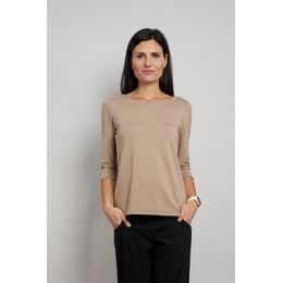3/4-Arm-Shirt Seidel Moden "Otto exclusiv", Damen, Gr. 44, walnuss, Jersey, Obermaterial: 94% Viskose, 6% Elasthan, unifarben, tailliert h&uuml;ftbedeckend, Rundhals, Shirts 3/4-Arm-Shirt, mit Viskose- MADE IN GERMANY