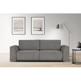 3-Sitzer OTTO HOME "BEATRICE, B: 250 cm - wahlweise mit Bettfunktion", grau (mittelgrau), B:250cm H:92cm T:107cm, 100% Polyester, Sofas, u. Bettkasten, incl. 2 Zierkissen