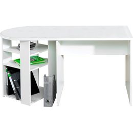 Schreibtisch VOGL M&Ouml;BELFABRIK, wei&szlig; (perl wei&szlig;), B:135cm H:72cm T:60cm, Tische, Schreibtisch, frei im Raum aufstellbar, Breite 135 cm, Made in Germany