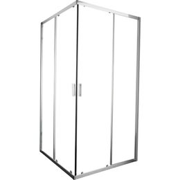 Eckdusche Welltime "New Summer", silber (chromfarben), B:90cm H:190cm T:90cm, Duschkabinen, verbessertes Rollensystem, hochwertiger Aluminiumrahmen, 6mm ESG