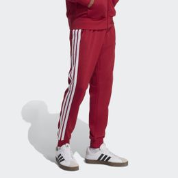 Sporthose adidas Sportswear "ESSENTIALS 3-STREIFEN FRENCH TERRY", Herren, Gr. S, N-Gr, active maroon, wei&szlig;, normal, gr., Obermaterial: 55% Baumwolle, 36% Polyester, 9% Viskose, Hosen Sporthose, schmal zulaufende Beinform, f&uuml;r sportliche Aktivit&auml;ten