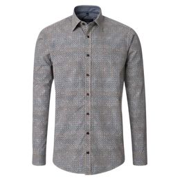 Langarmhemd Casamoda "Casamoda Freizeithemd Print", Herren, Gr. L, Normalgr&ouml;&szlig;en, blau, 100% Baumwolle, bedruckt, l&auml;ssig geschnitten, Hemden