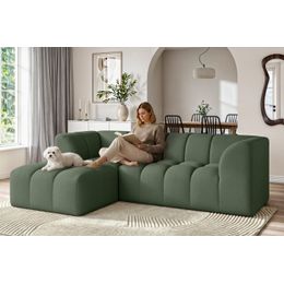 Ecksofa OTTO HOME "TUURE L-Form, Verl&auml;ssliche Qualit&auml;t, moderne Steppung, Breite 255cm", gr&uuml;n, B:255cm H:81cm T:177cm, 100% Polyester, Sofas, Ecksofa, Bubble Optik, moderne Steppung, hoher Sitzkomfort, Wellenunterfederung
