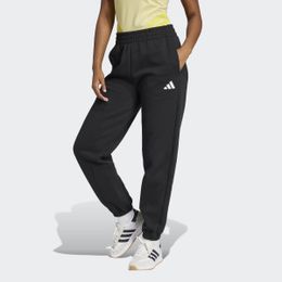 Sporthose adidas Sportswear "W FI SL PT", Damen, Gr. L, N-Gr, schwarz (schwarz, normal, gr.), Obermaterial: 68% Baumwolle, 32% Polyester, Hosen Sporthose, Regul&auml;r geschnitten, elastischer Bund