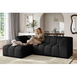 Ecksofa OTTO HOME "TUURE L-Form, Verl&auml;ssliche Qualit&auml;t, moderne Steppung, Breite 255cm", schwarz, B:255cm H:81cm T:177cm, 100% Polyester, Sofas, Ecksofa, Bubble Optik, moderne Steppung, hoher Sitzkomfort, Wellenunterfederung