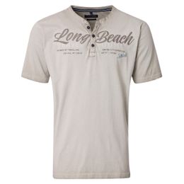 Henleyshirt Casamoda "Casamoda Henley uni", Herren, Gr. L, beige, 100% Baumwolle, Shirts