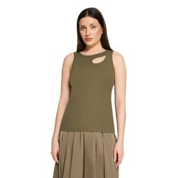 T-Shirt Cartoon "Damen mit Rundhalsausschnitt", Damen, Gr. 34, khaki, Obermaterial: 95% Baumwolle, 05% Elasthan, loose fit normal, Rundhals, Shirts T-Shirt