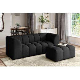 3-Sitzer OTTO HOME "TUURE Verl&auml;ssliche Qualit&auml;t, moderne Steppung, Breite 227cm", schwarz, B:227cm H:81cm T:94cm, 100% Polyester, Sofas, Bubble Optik, hoher Sitzkomfort, Wellenunterfederung