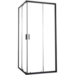 Eckdusche Welltime "New Summer", schwarz, B:90cm H:190cm T:90cm, Duschkabinen, verbessertes Rollensystem, hochwertiger Aluminiumrahmen, 6mm ESG