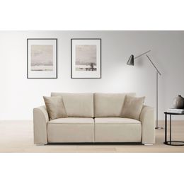 2-Sitzer OTTO HOME "BEATRICE, erh&auml;ltlich in trendigen Stoffoptionen, B/T/H: 143/73/92 cm", beige (creme), B:195cm H:92cm T:107cm, 100% Polyester, Sofas, In hochwertiger Verarbeitung, incl. 2 gro&szlig;en Zierkissen in Korpusfarbe