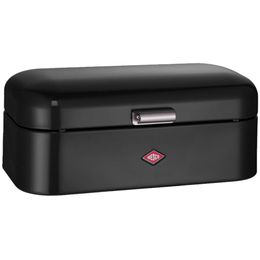 Brotkasten Wesco "Grandy - Brotdose", schwarz, B:25,5cm H:16,5cm L:41cm, Stahlblech, Lebensmittelaufbewahrungsbeh&auml;lter, Brotkasten, L&uuml;ftungsl&ouml;cher auf der R&uuml;ckseite, Metallschaniere