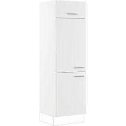 K&uuml;hlumbauschrank IMPULS K&Uuml;CHEN "Valencia & Tirana", Breite/H&ouml;he: 60/190,7 cm, mit Klappt&uuml;r", wei&szlig;, B:60cm H:190,7cm T:57,6cm, Dekorfolie, Holzwerkstoff, Schr&auml;nke, vormontiert, mit Dreht&uuml;ren, mit verstellbarem Fachboden