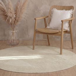 Wollteppich Ted Baker "Victoria , auch in rund", creme, H:18mm &Oslash;:160cm, Oberfl&auml;che: 100% Wolle. R&uuml;ckseite: 100% Baumwolle, Teppiche, Naturteppich Wolle, Hoch-Tief-Design, Wohnzimmer, Schlafzimmer