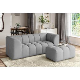 3-Sitzer OTTO HOME "TUURE Verl&auml;ssliche Qualit&auml;t, moderne Steppung, Breite 227cm", grau, B:227cm H:81cm T:94cm, 100% Polyester, Sofas, Bubble Optik, hoher Sitzkomfort, Wellenunterfederung