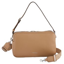 Umh&auml;ngetasche Calvin Klein "WEBBING 2X STRAP", Damen, Gr. B/H/T: 29,5cm x 17cm x 8cm, beige, Lederimitat, unifarben, Taschen Umh&auml;ngetasche, Damen Handtasche, Schultertasche, Camera Bag