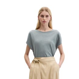 Marc O'Polo Strickpullover MARC O'POLO "mit &uuml;berschnittener Schulter", Damen, Gr. L, quiet sea, Obermaterial: 90% Baumwolle, 10% Leinen, unifarben, Rundhals, Pullover Strickpullover