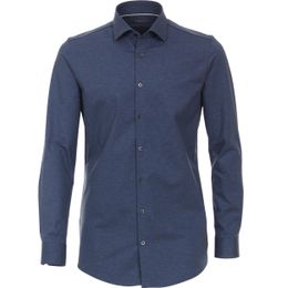 Businesshemd Venti "Venti Businesshemd Jerseyflex uni", Herren, Gr. 36, Normalgr&ouml;&szlig;en, blau (mittelblau), 89% Baumwolle, 11% Elasthan, unifarben, sehr figurbetont, Hemden