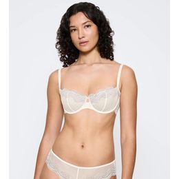 Balconette-BH Triumph "Comfort Glam", Damen, Gr. 80, Cup B, wei&szlig; (silk wei&szlig;), Spitze, Obermaterial: 81% Polyamid, 11% Polyester, 8% Elasthan, BHs Balconette-BH, Komfort-B&uuml;gel, Spitze, florale-grafische Spitze, eleganter Look