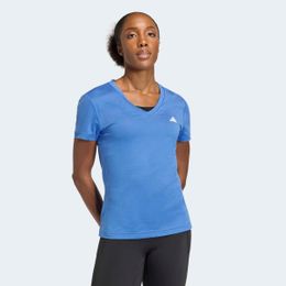 T-Shirt adidas Performance "WE MIN V NK TEE", Damen, Gr. XS, ray blau, Obermaterial: 93% Polyester, 7% Elasthan, V-Ausschnitt, Shirts T-Shirt