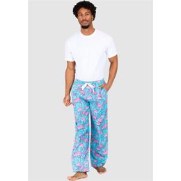 Lousy Livin Underwear Schlafhose LOUSY LIVIN "Greater Flamingos", Herren, Gr. M, EURO-Gr&ouml;&szlig;en, blau, pink, 100% Baumwolle, bedruckt, lang, Hosen Schlafhose, mit buntem Allover-Print