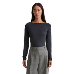 Marc O'Polo Langarmshirt MARC O'POLO "aus TENCEL&trade; Modal", Damen, Gr. L, deep night blau, Obermaterial: 95% Modal, 5% Elasthan, unifarben, Basic, regular fit, U-Boot-Ausschnitt, normaler Saum, Shirts Langarmshirt